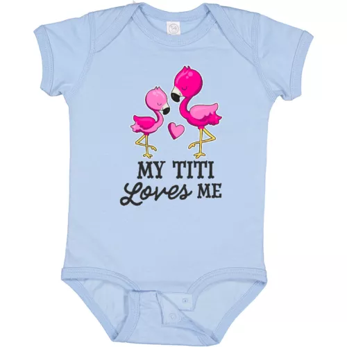 Bella Canvas My Titi Loves Me With Two Flamingos Infant Creeper Family Aunt Toddler Bodysuit ...