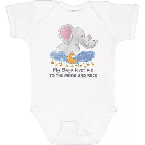 Bella Canvas My Yaya Loves Me To The Moon And Back Elephant Family Baby Bodysuit Baby Bodysuit ...
