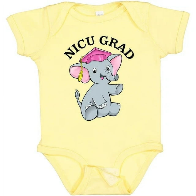 Bella Canvas NICU Grad- Cute Elephant With Pink Cap Baby Graduate ...