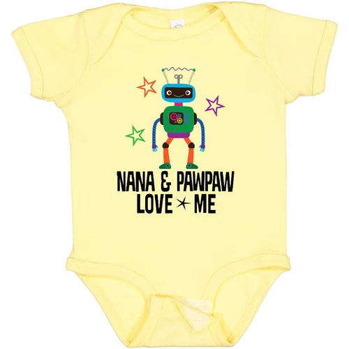 Bella Canvas Nana And PawPaw Love Me Grandson Robot Baby Bodysuit Grandchild Outfit Bodysuit ...