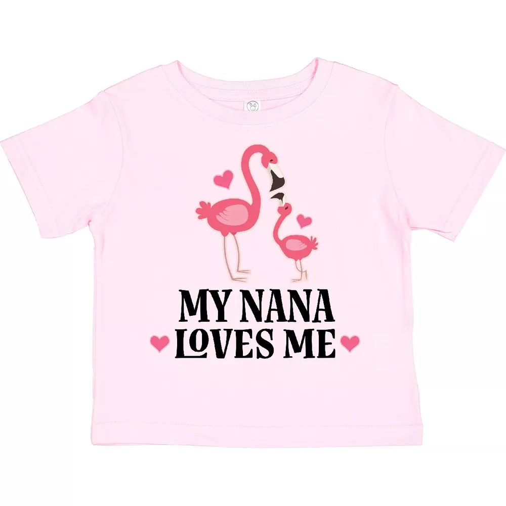 Bella Canvas Nana Loves Me Girl Flamingo Toddler Shirt Grandchild Grandkids Cute Toddler Shirt ...