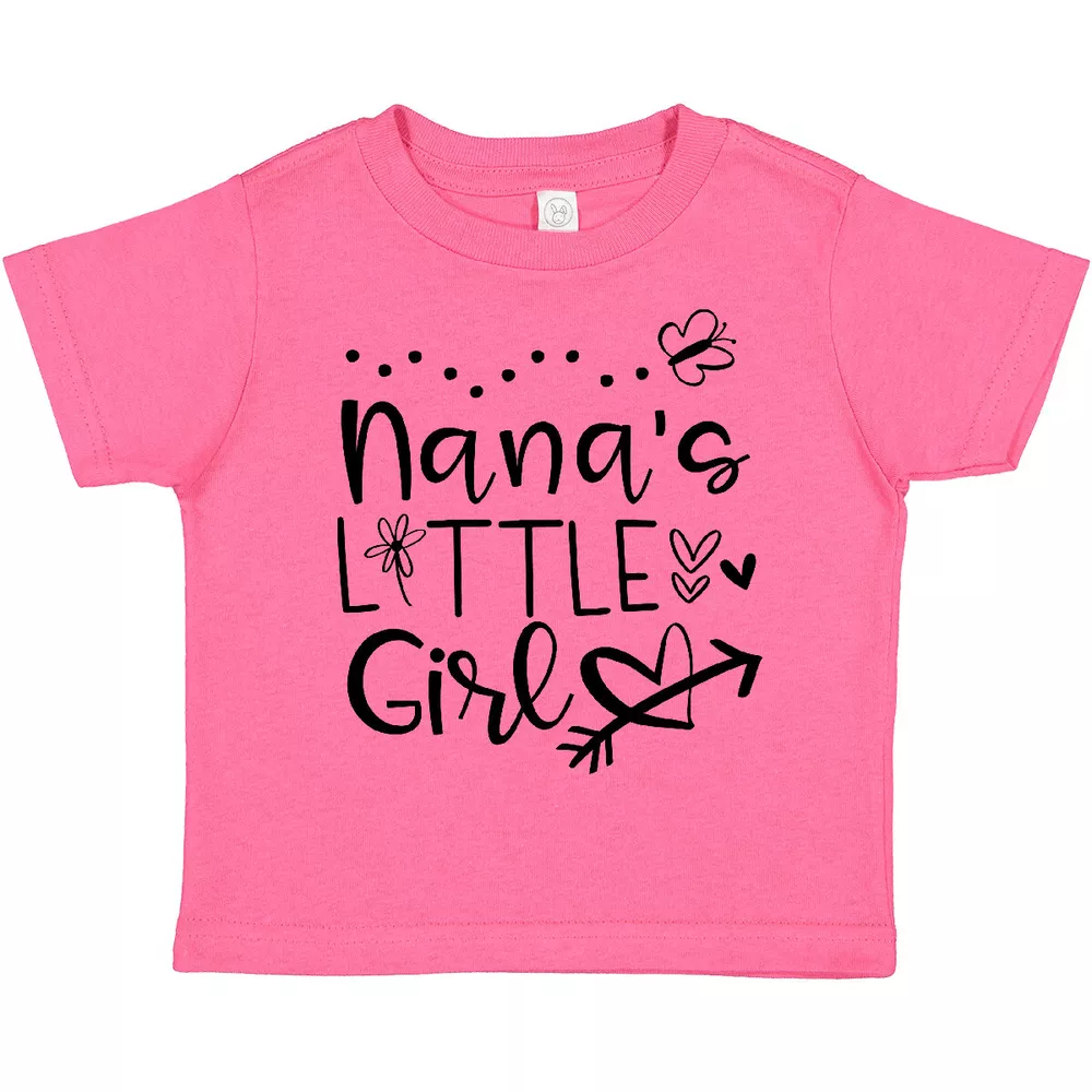 Bella Canvas Nana's Little Girl With Hearts Flower And Butterfly Toddler T- Toddler Shirt ...