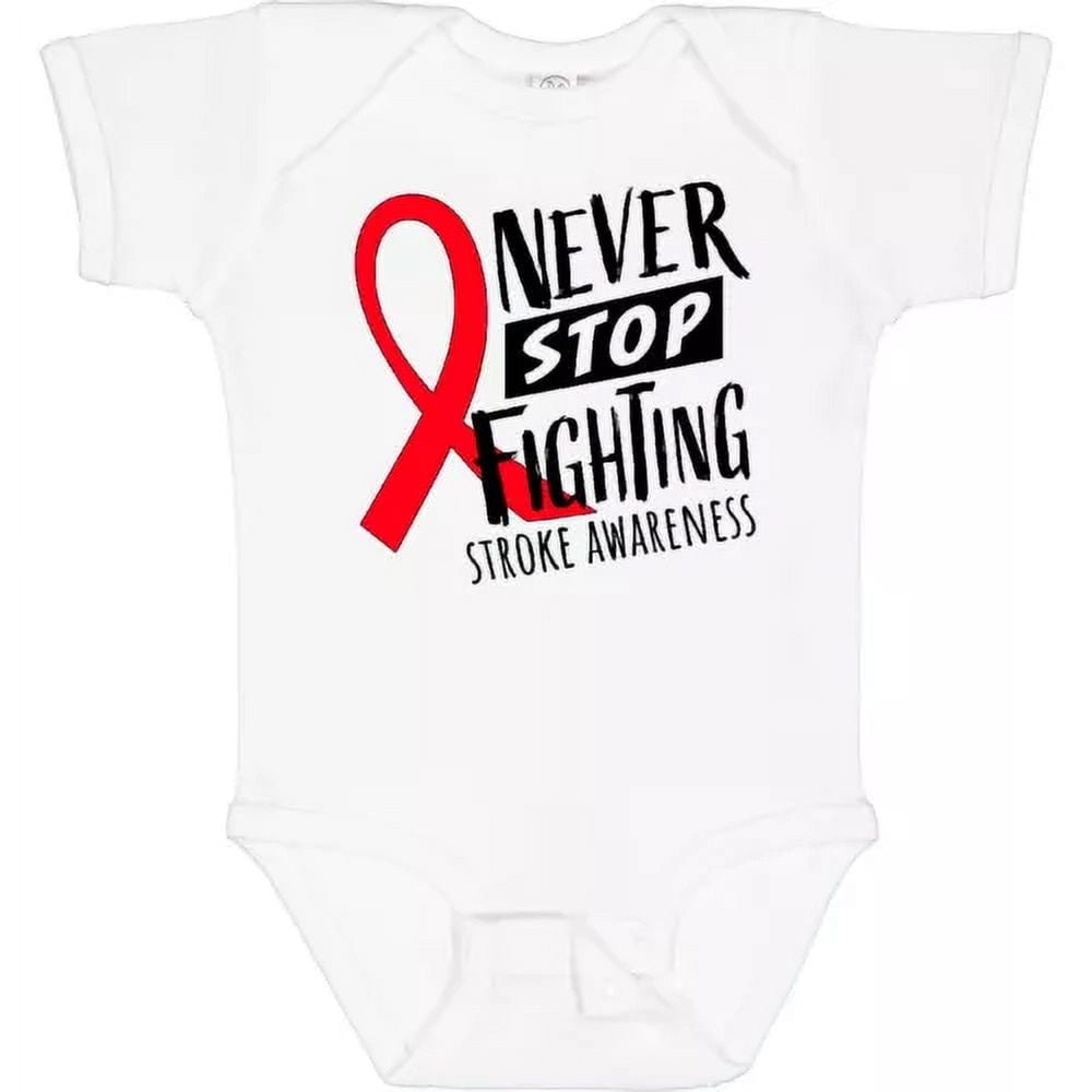 Bella Canvas Never Stop Fighting Stroke Awareness Red Ribbon Baby ...