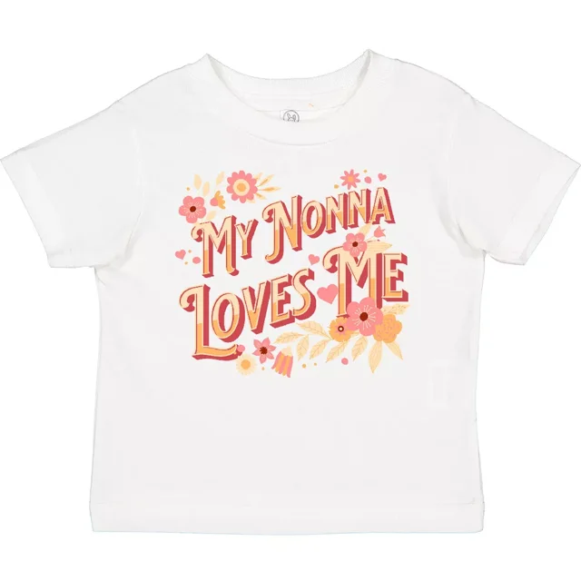 Bella Canvas Nonna Loves Me Granddaughter Flowers Toddler Shirt Grandkids Shower Toddler Shirt ...