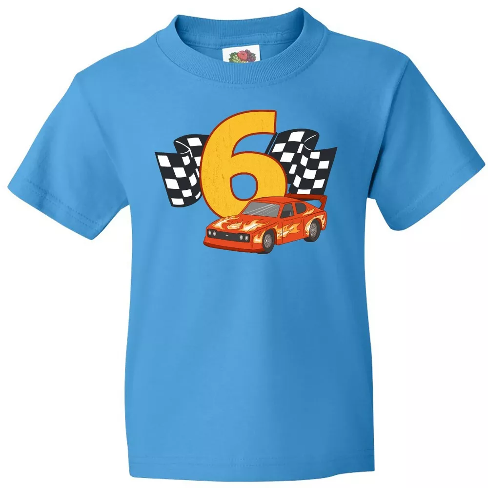 Bella Canvas Number Six Race Car 6th Year Old Racer Lover Day Toy Boy ...