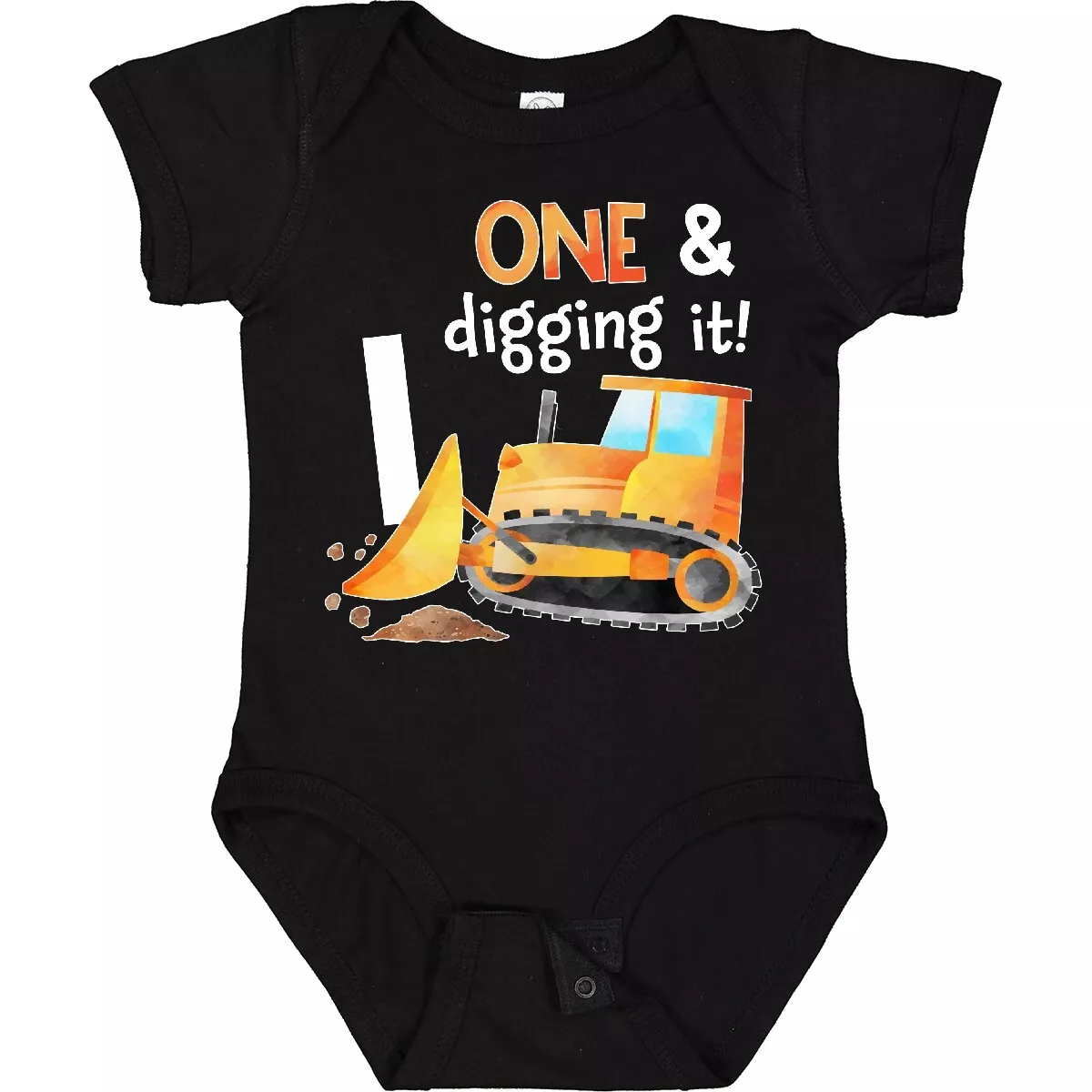 Bella Canvas One And Digging It Bulldozer 1St Birthday Baby Bodysuit ...