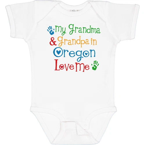 Bella Canvas Oregon My Grandma And Grandpa Love Me Infant Creeper Travel Vacation Bodysuit ...