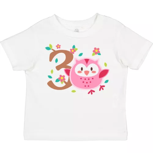 Bella Canvas Owl Third Birthday Pink Flower And Tree Toddler Toddler ...
