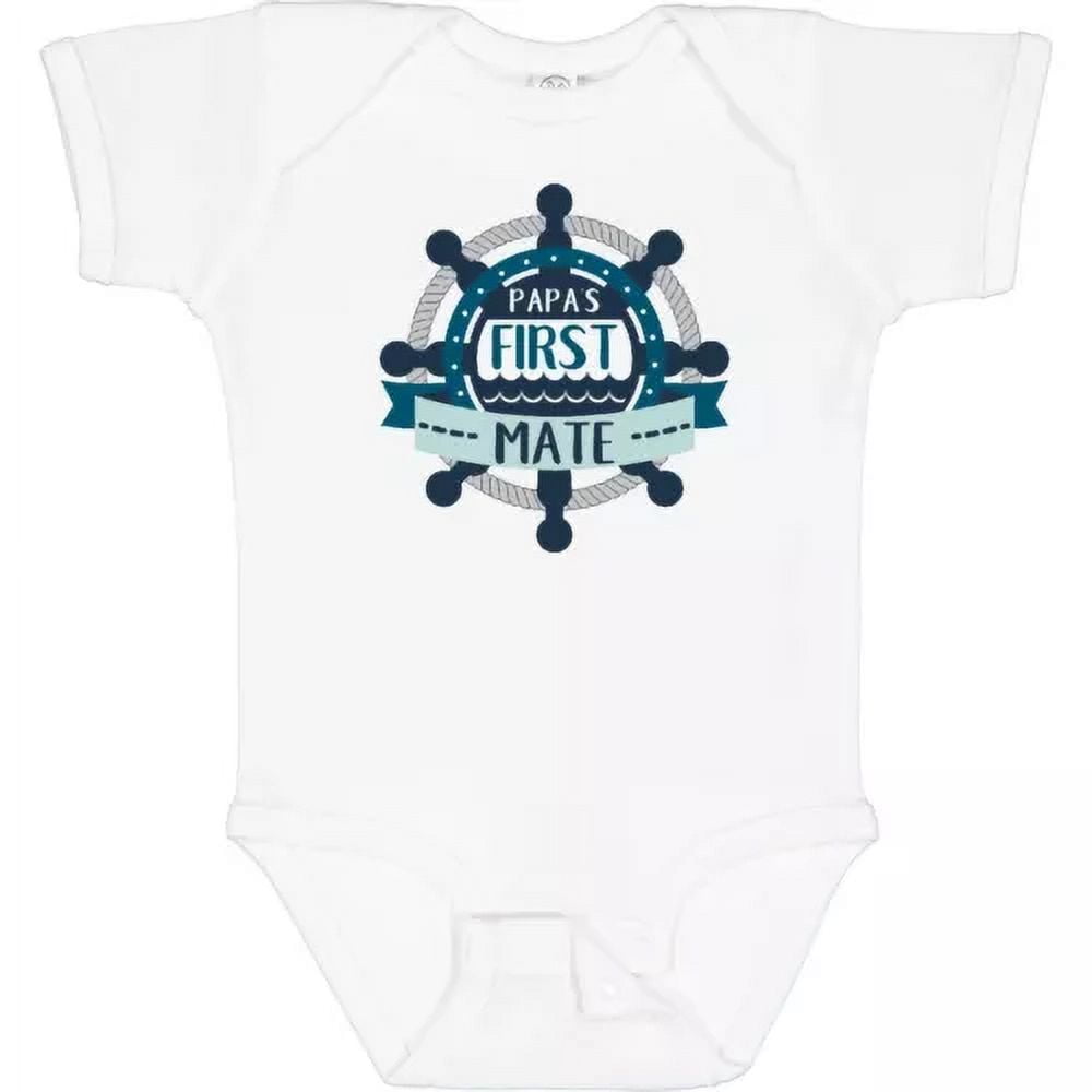 Bella Canvas Papa'S First Mate Baby Bodysuit Lake Captain Fathers Day Dad Beach Baby Bodysuit ...