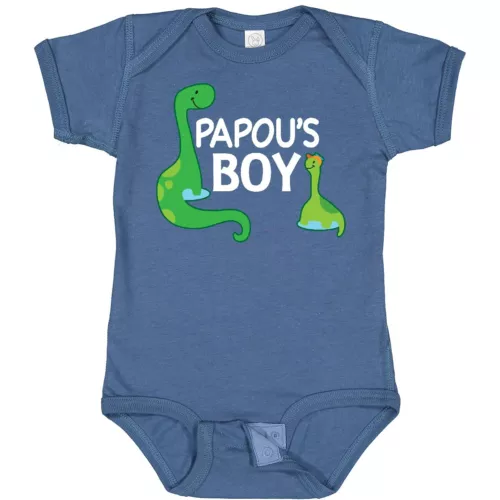 Bella Canvas Papou's Boy Grandson Dinosaur Baby Bodysuit Papou Boys ...