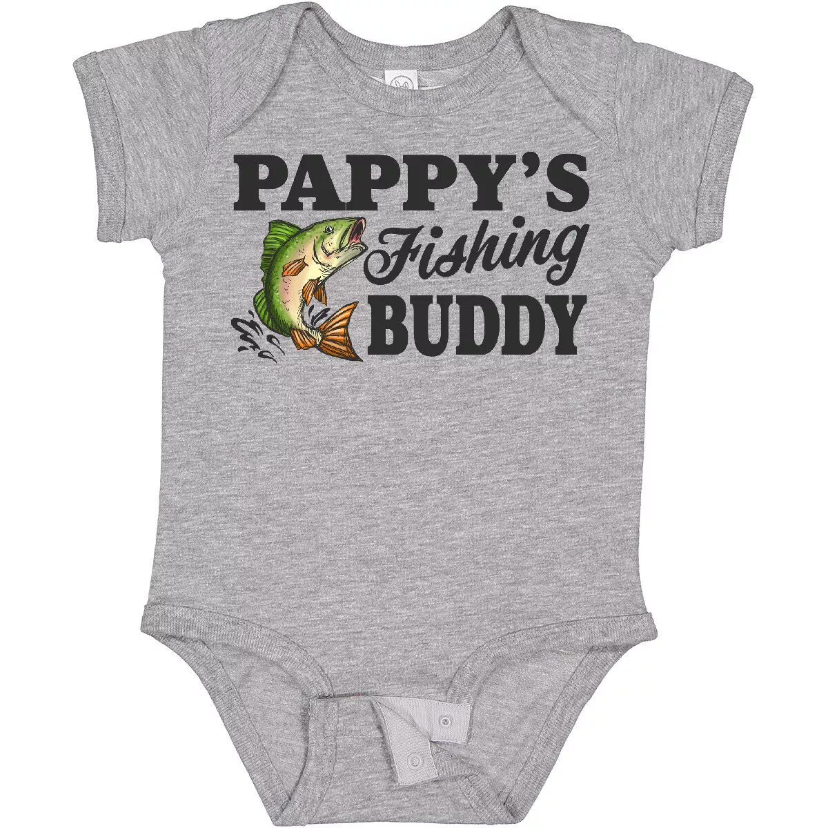 Bella Canvas Pappy'S Fishing Buddy Baby Bodysuit Kids Little Fish ...