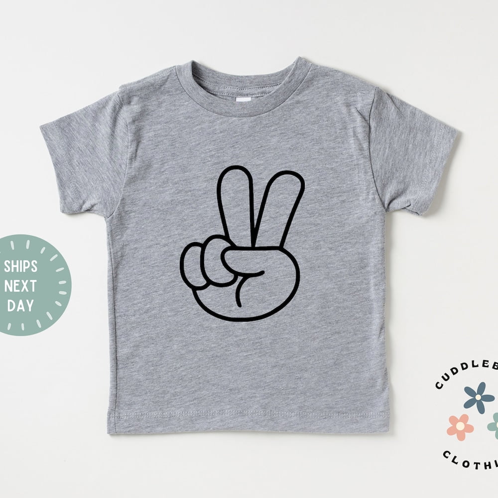 Bella Canvas Peace Sign Fingers Two Birthday Shirt, Cute Peace Sign ...