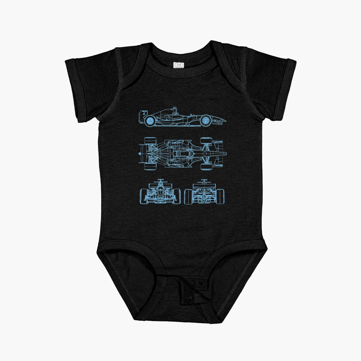 Bella Canvas Racing Car Blueprint Project Light Blue Short Sleeve Baby ...