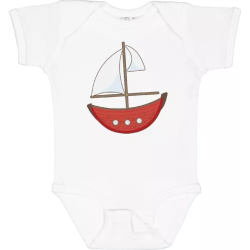 Bella Canvas Red Sailboat Baby Sea Ocean Row Your Boat Sailor One-piece ...