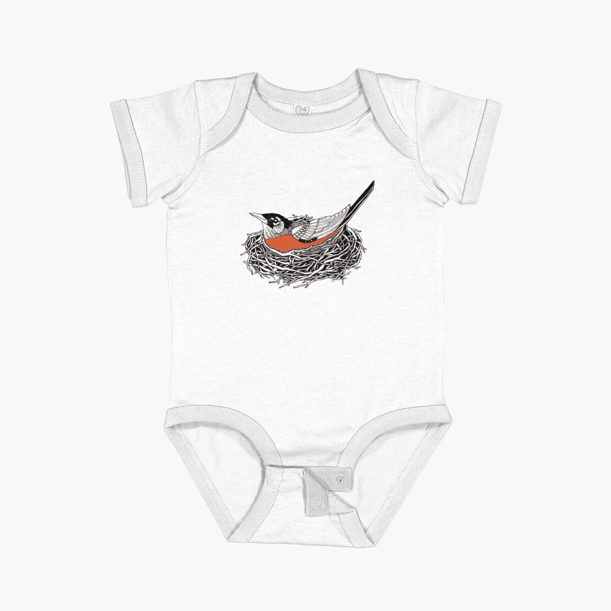 Bella Canvas Robin Redbreast In Her Nest Illustration Short Sleeve Baby ...