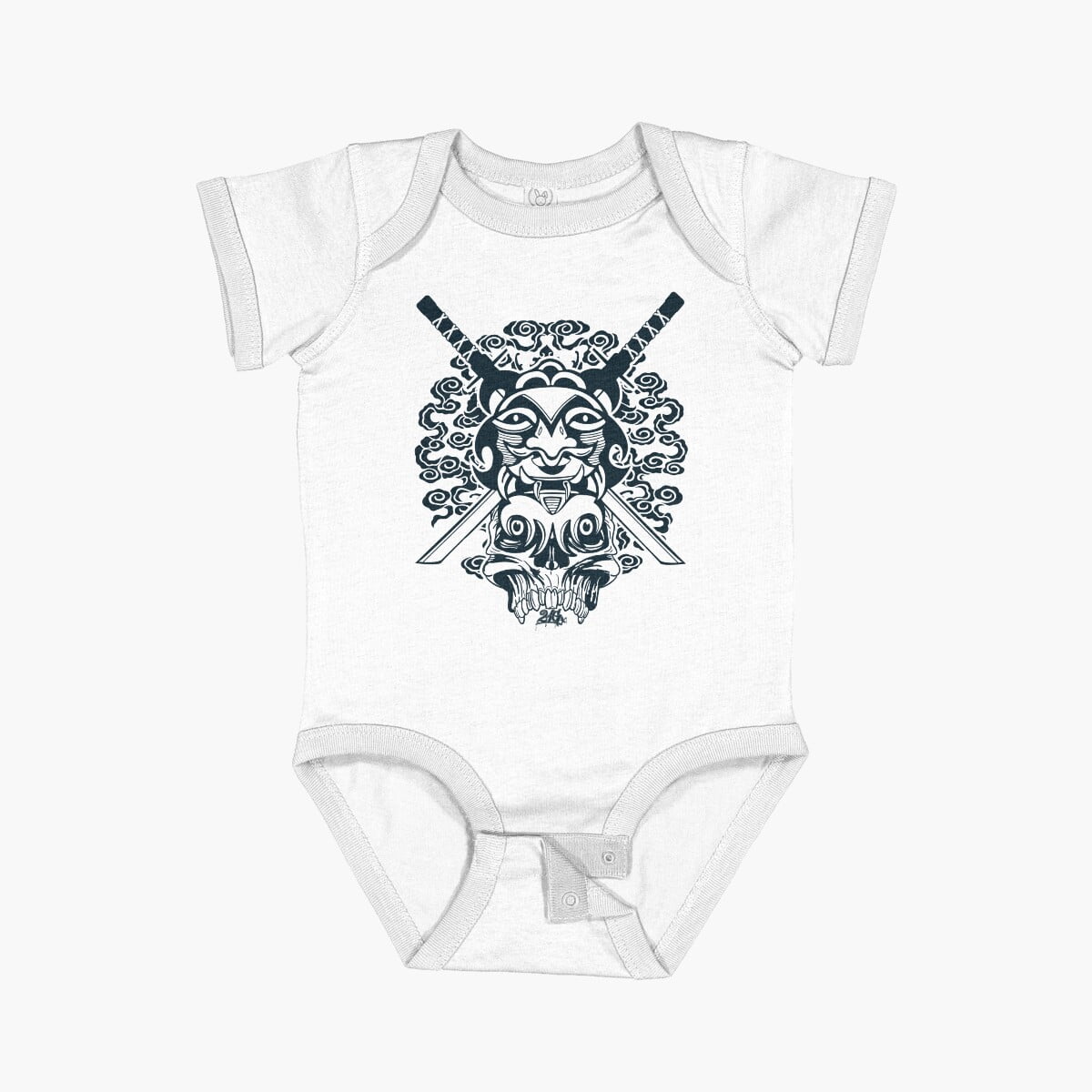 Bella Canvas Samurai Mask And Skull Short Sleeve Baby One-Piece Newborn ...
