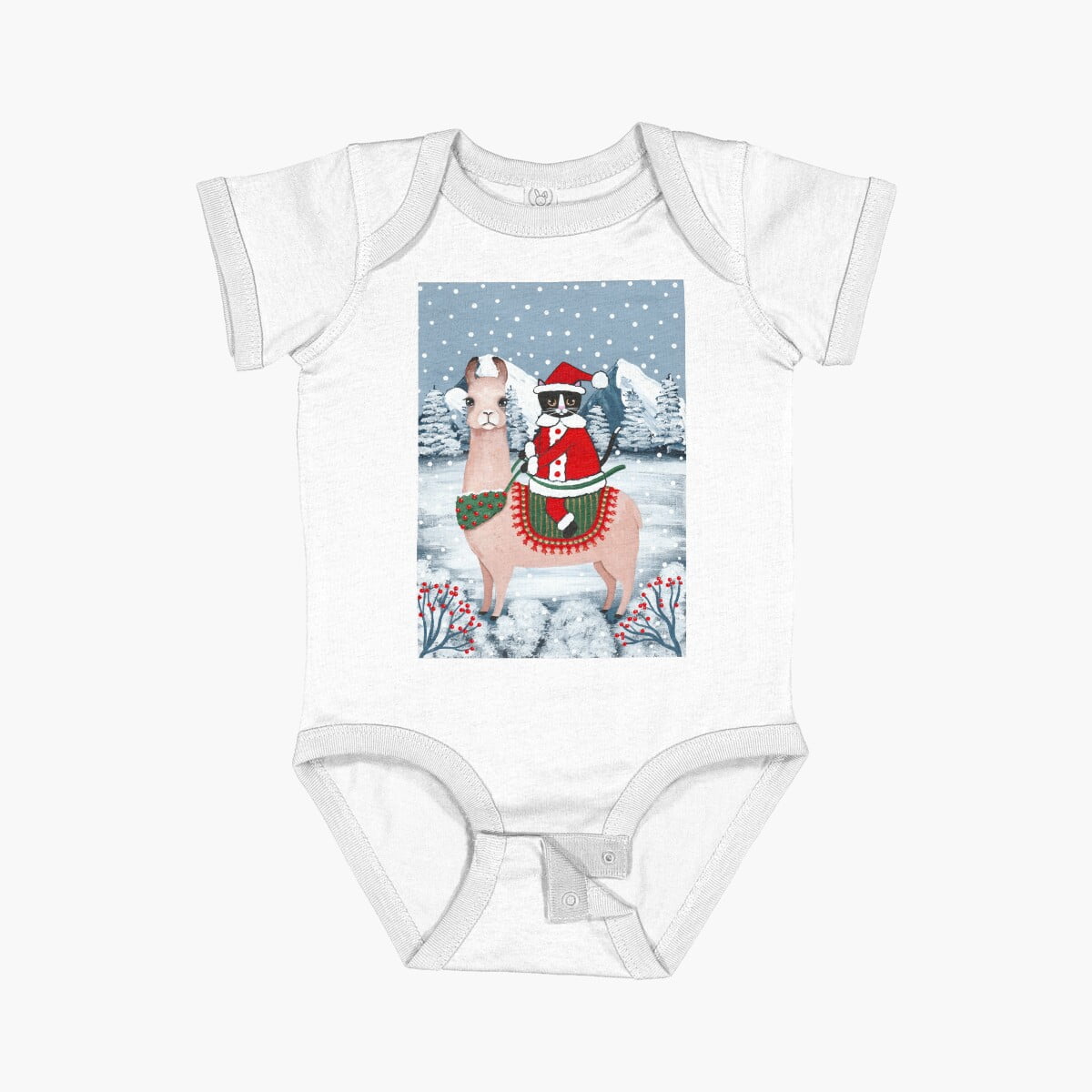 Bella Canvas Santa Claws Cat And Llama Short Sleeve Baby One-Piece ...