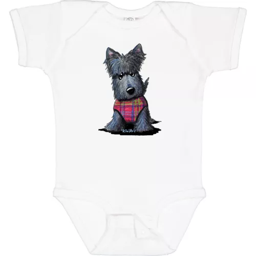 Bella Canvas Scottie Dog In Plaid Baby Bodysuit - Kiniart Scotty ...
