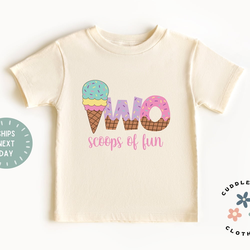 Bella Canvas Second Birthday Shirt, Two Scoops Of Fun Girls Birthday Tee Two Year Old Girl, 2nd ...