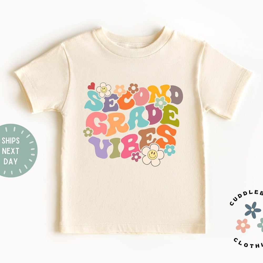 Bella Canvas Second Grade Vibes Shirt, Retro Flowers First Day of ...