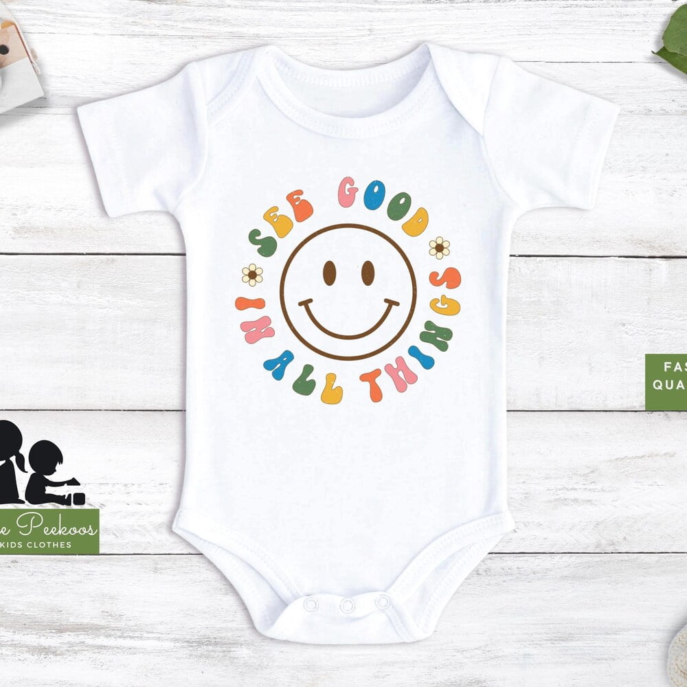Bella Canvas with See Good In All Things Retro Smiley Face, Cute ...