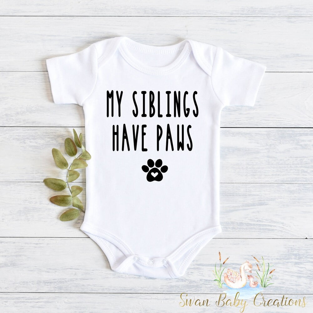 Bella Canvas with My Siblings Have Paws, Funny Baby Gift, Cute Baby Shower Gift, Pregnancy ...