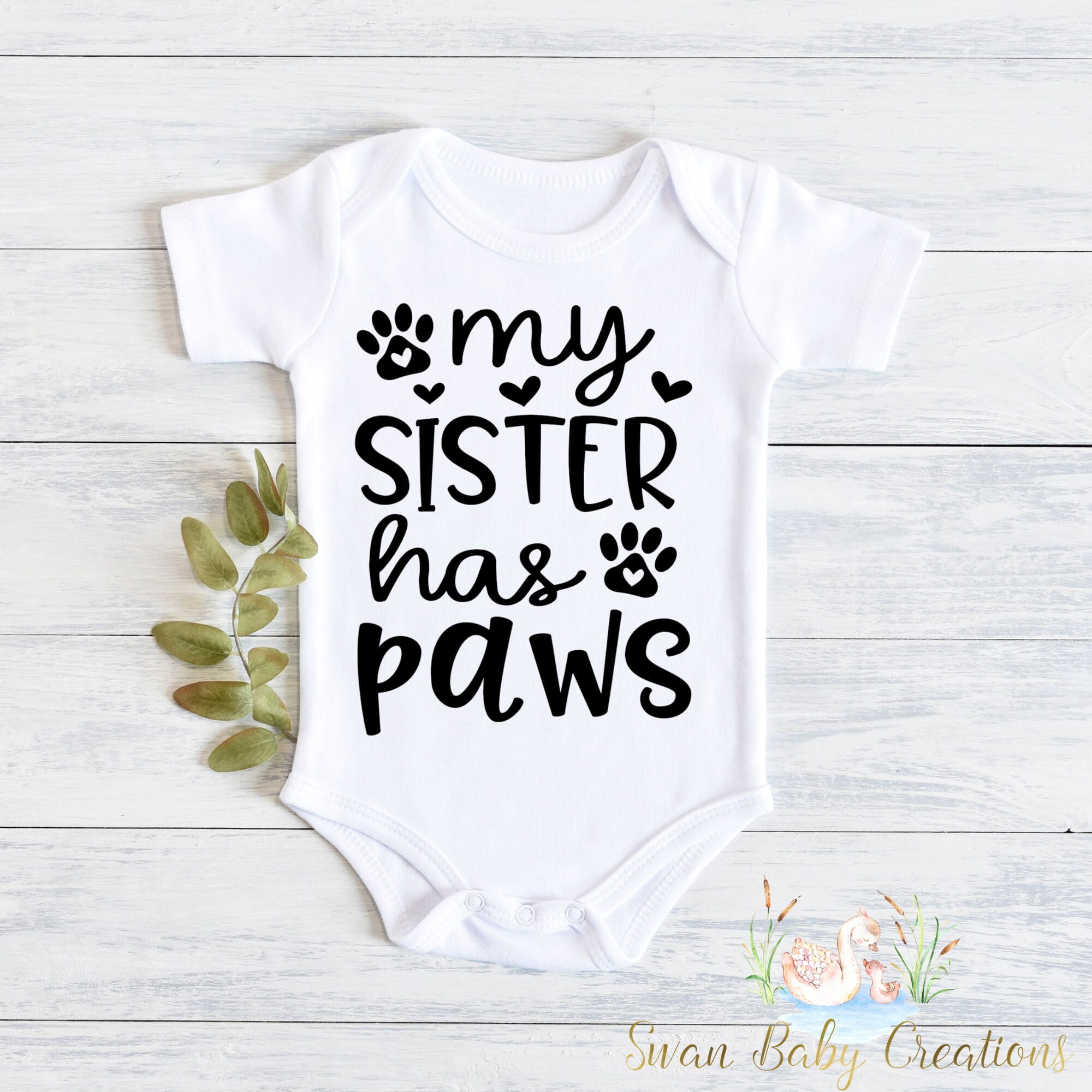 Bella Canvas with My Sister Has Paws Trendy Newborns New Baby Gift Idea Dog Cat Lover Going Home ...