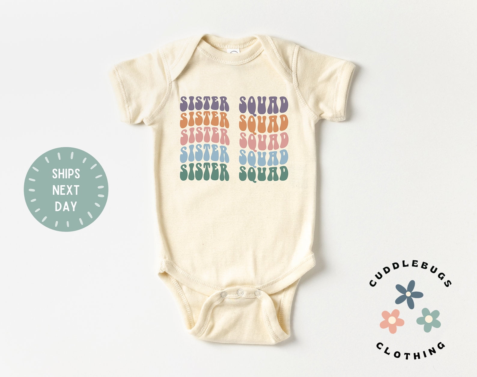 Bella Canvas with Sister Squad, Retro Rainbow Sister, Matching Sibling ...