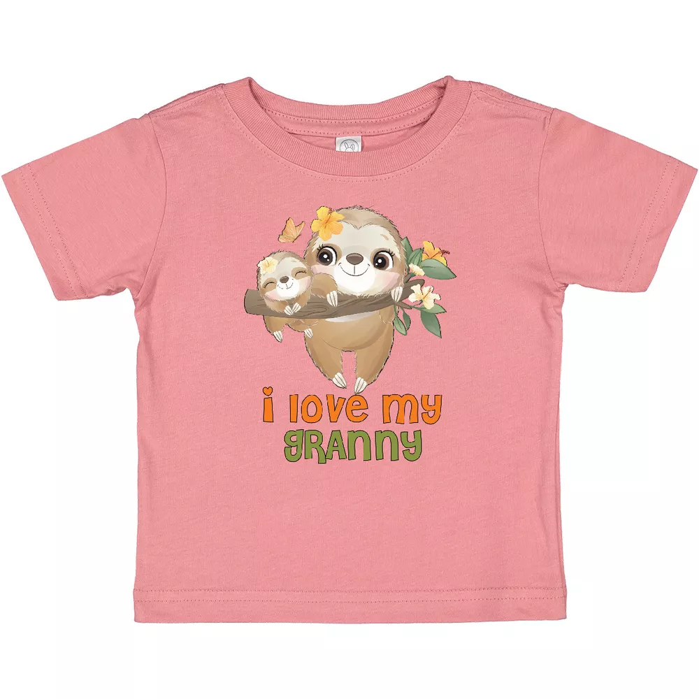 Bella Canvas Sloth I Love My Granny Baby Toddler Shirt Grandchild Grandmother Grandma Kid ...