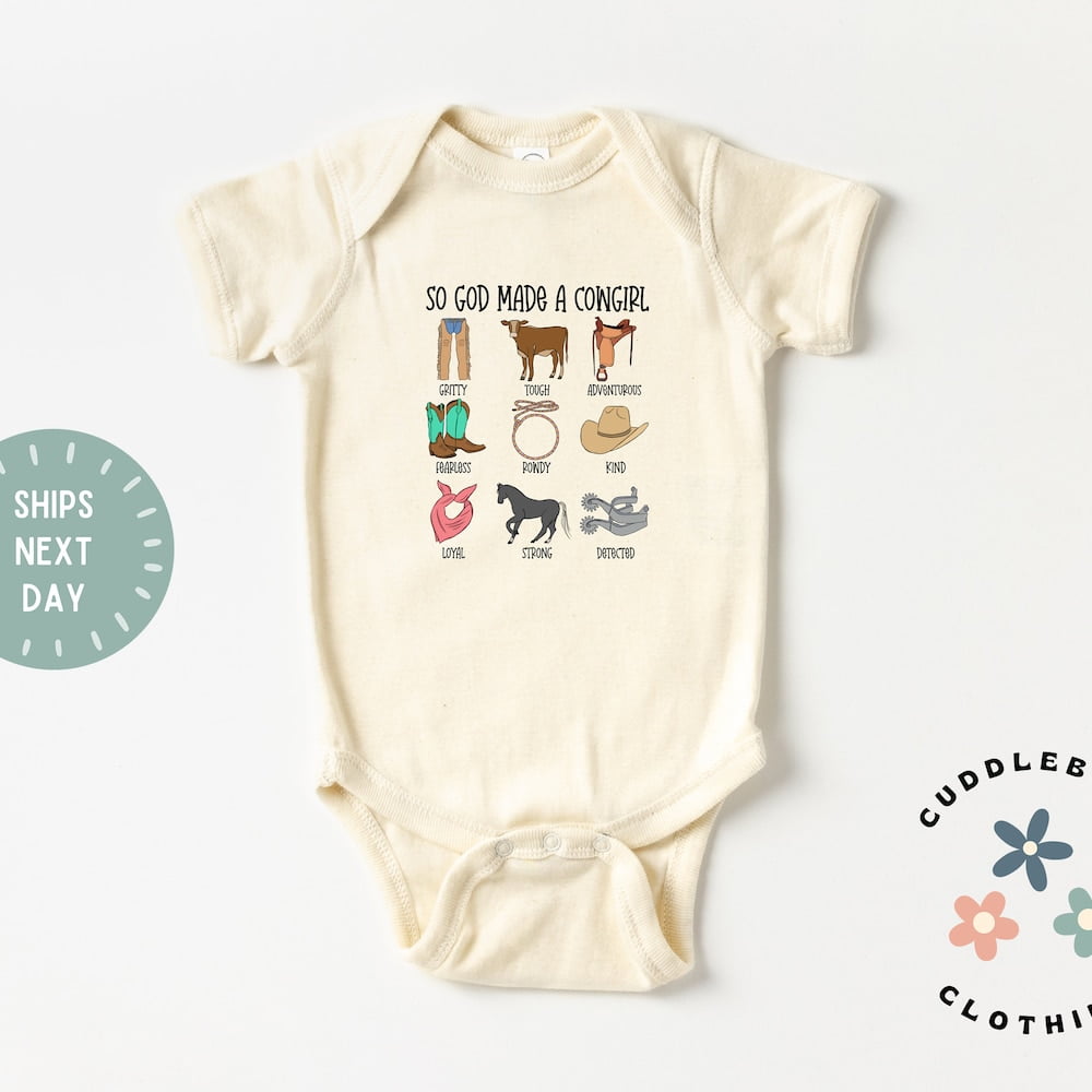 Bella Canvas So God Made A Cowgirl Baby Bodysuit, Western Cowgirl Farm ...