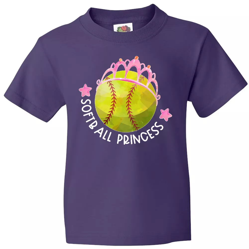 Bella Canvas Softball Princess- Tiara Sports Kids Sport Ball Pink For Toddler Shirt - Walmart.com