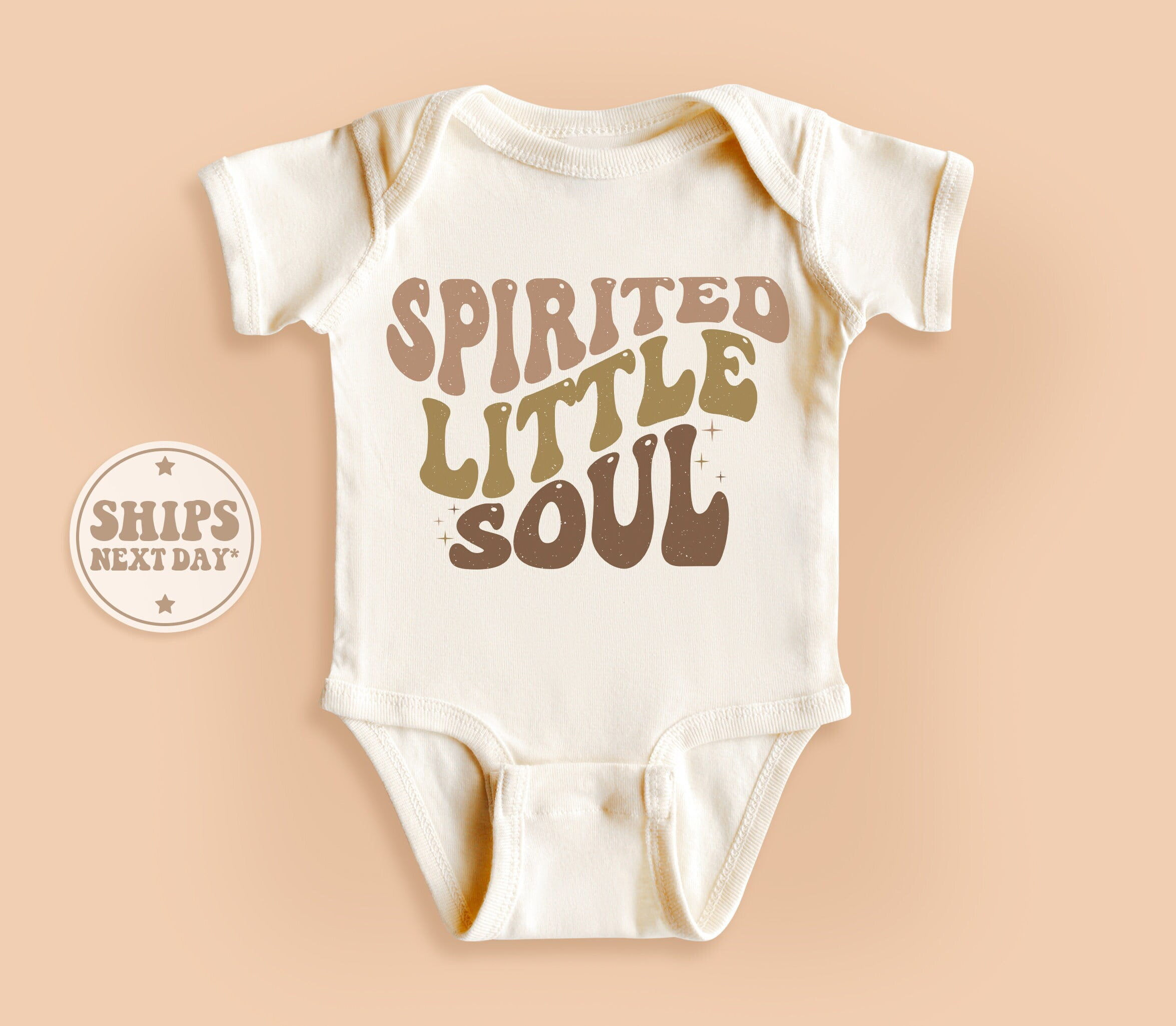 Bella Canvas with Spirited Little Soul, Vintage Natural, Spirited Little Soul, Baby Announcement ...
