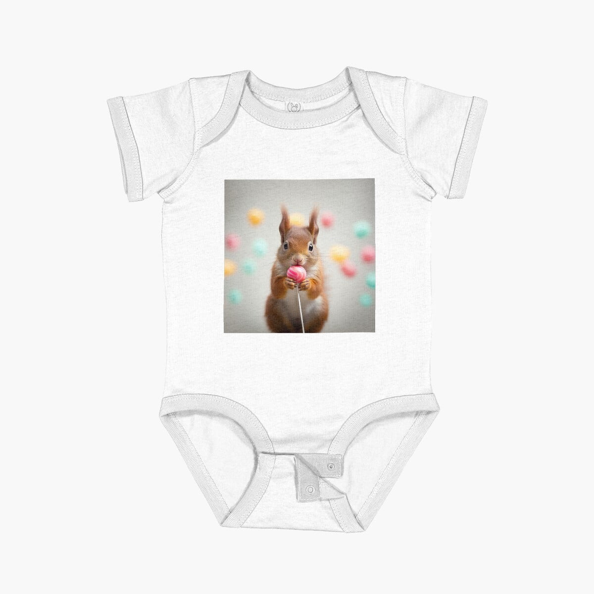 Bella Canvas Squirrel With Lollipop Short Sleeve Baby One-Piece Newborn ...