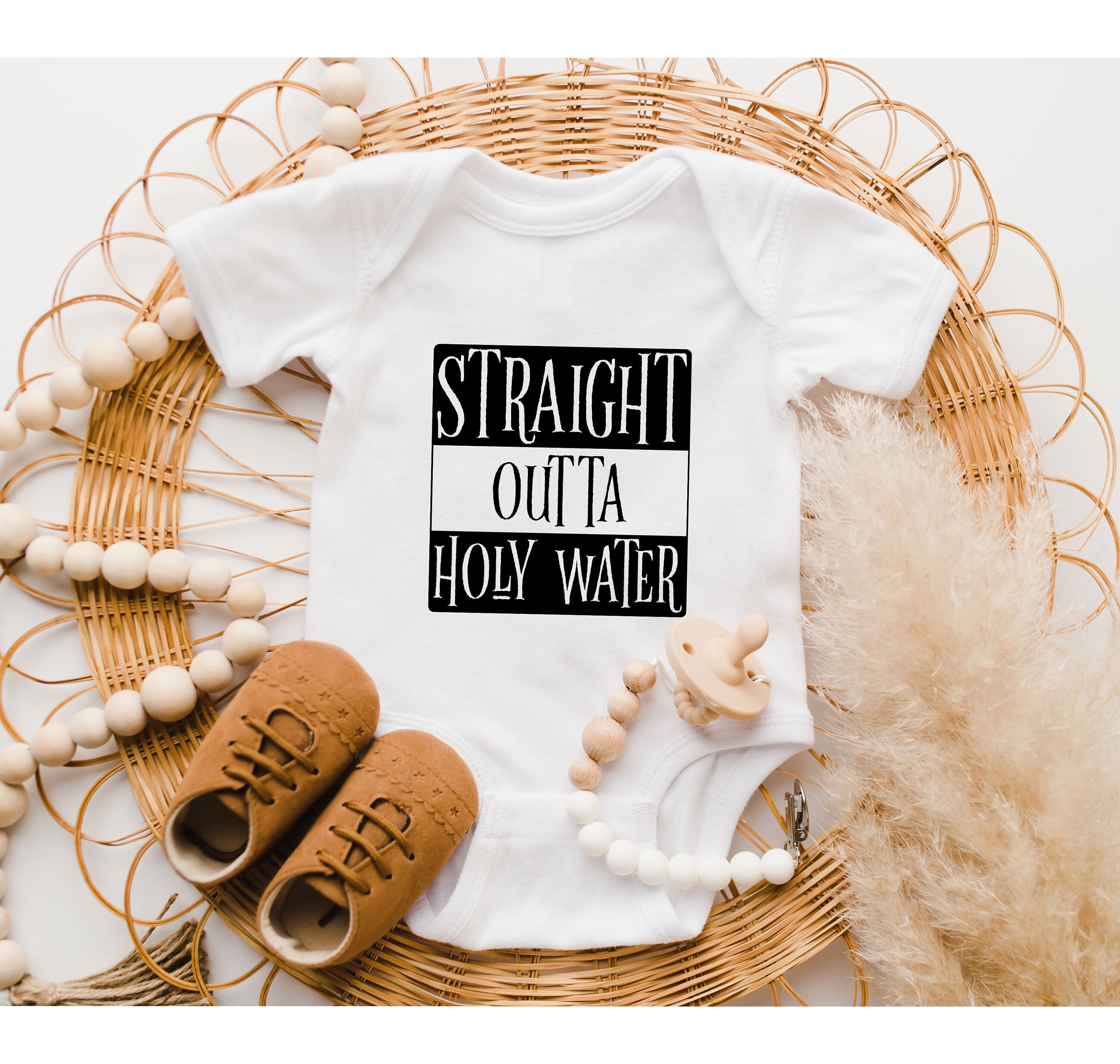 Bella Canvas with Straight Outta Holy Water Shirt, Baby Baptism, Funny ...