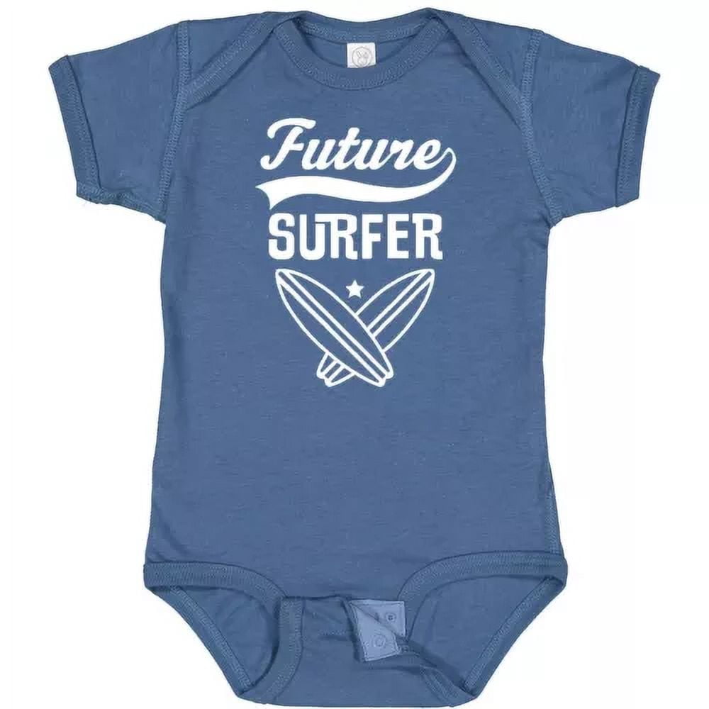 Bella Canvas Surfing Future Surfer Baby Bodysuit Surfboard Childs Kids Cute Beach Bodysuit ...