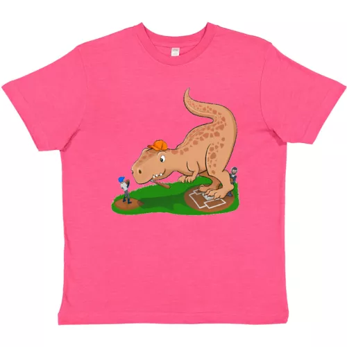Bella Canvas T Rex Up To Bat- Dinosaur Playing Baseball Sports Kids ...