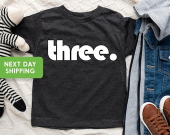 Bella Canvas Three Birthday Kids 3rd Birthday Kids 3rd Birthday Outfit, Kids Birthday Threenager ...