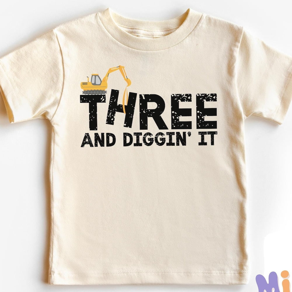 Bella Canvas Three and Diggin' It, 3rd Birthday Shirt, Construction 3rd ...