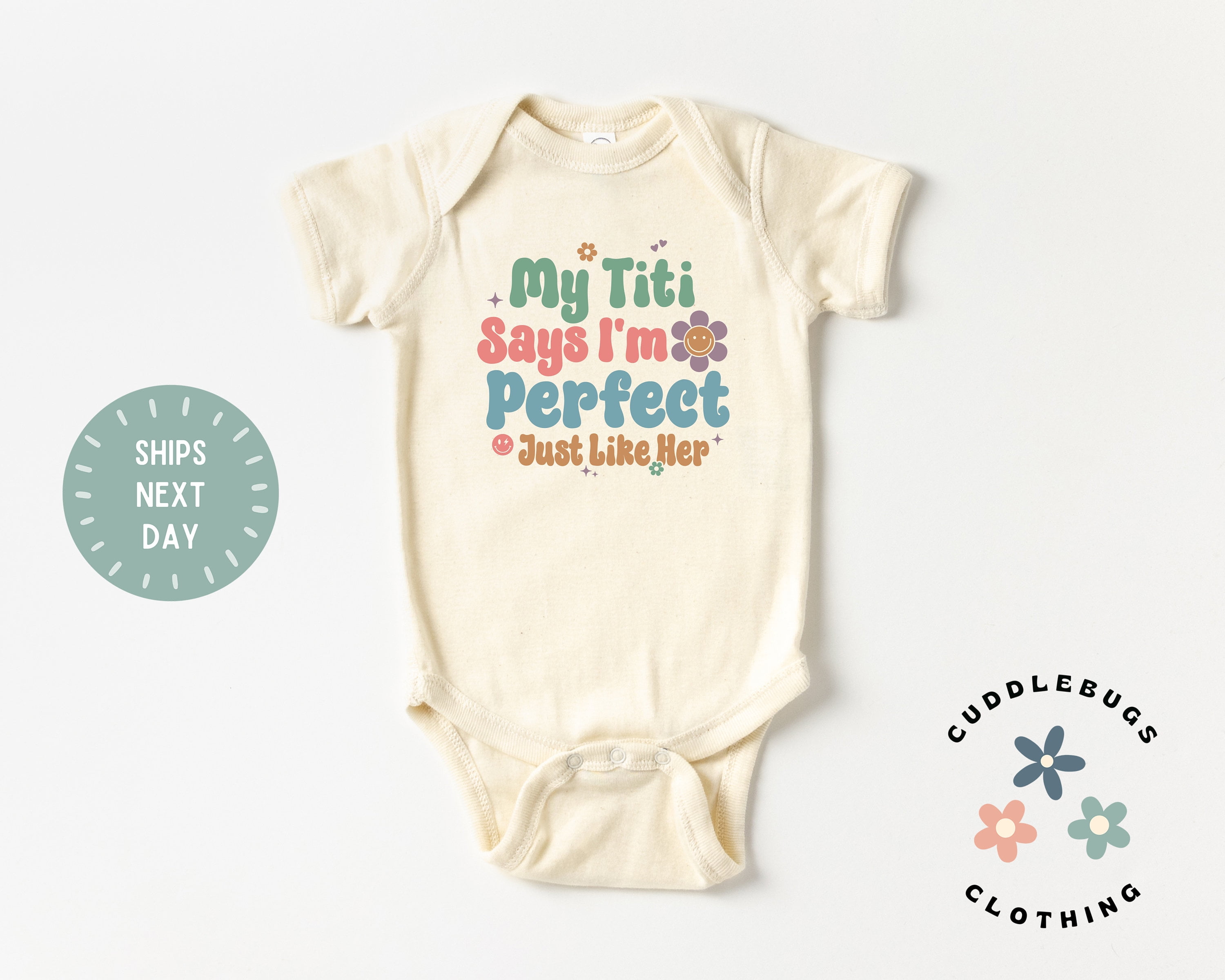 Bella Canvas with My Titi Says I'M Perfect Baby Onsies, Auntie'S Bestie ...