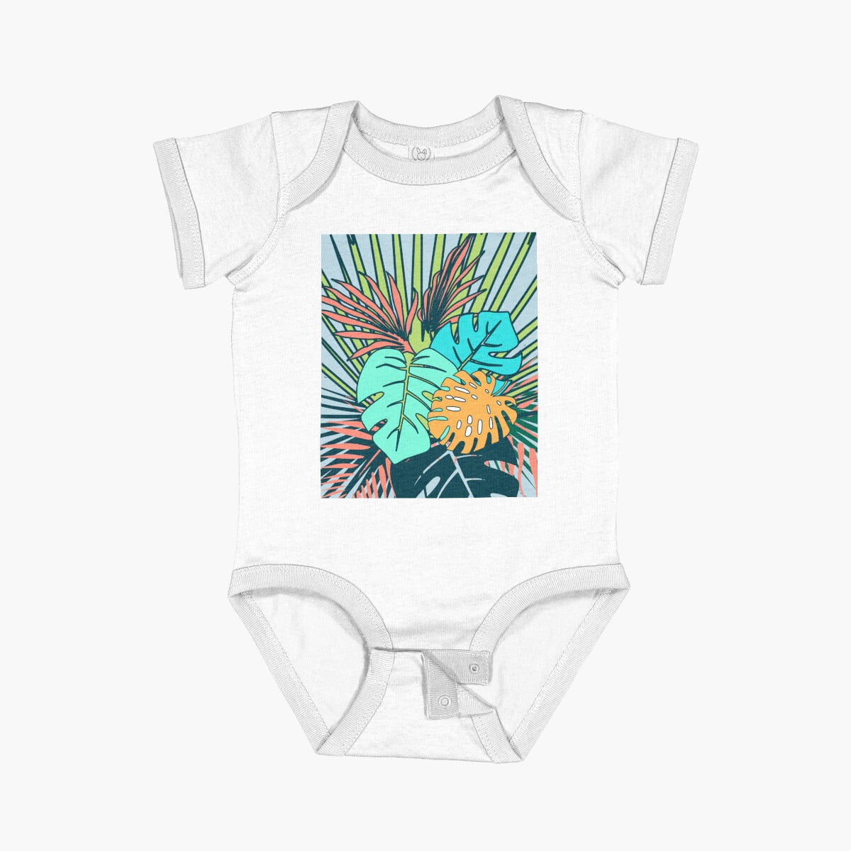 Bella Canvas Tropical Leaves Blue Short Sleeve Baby One-Piece Newborn ...
