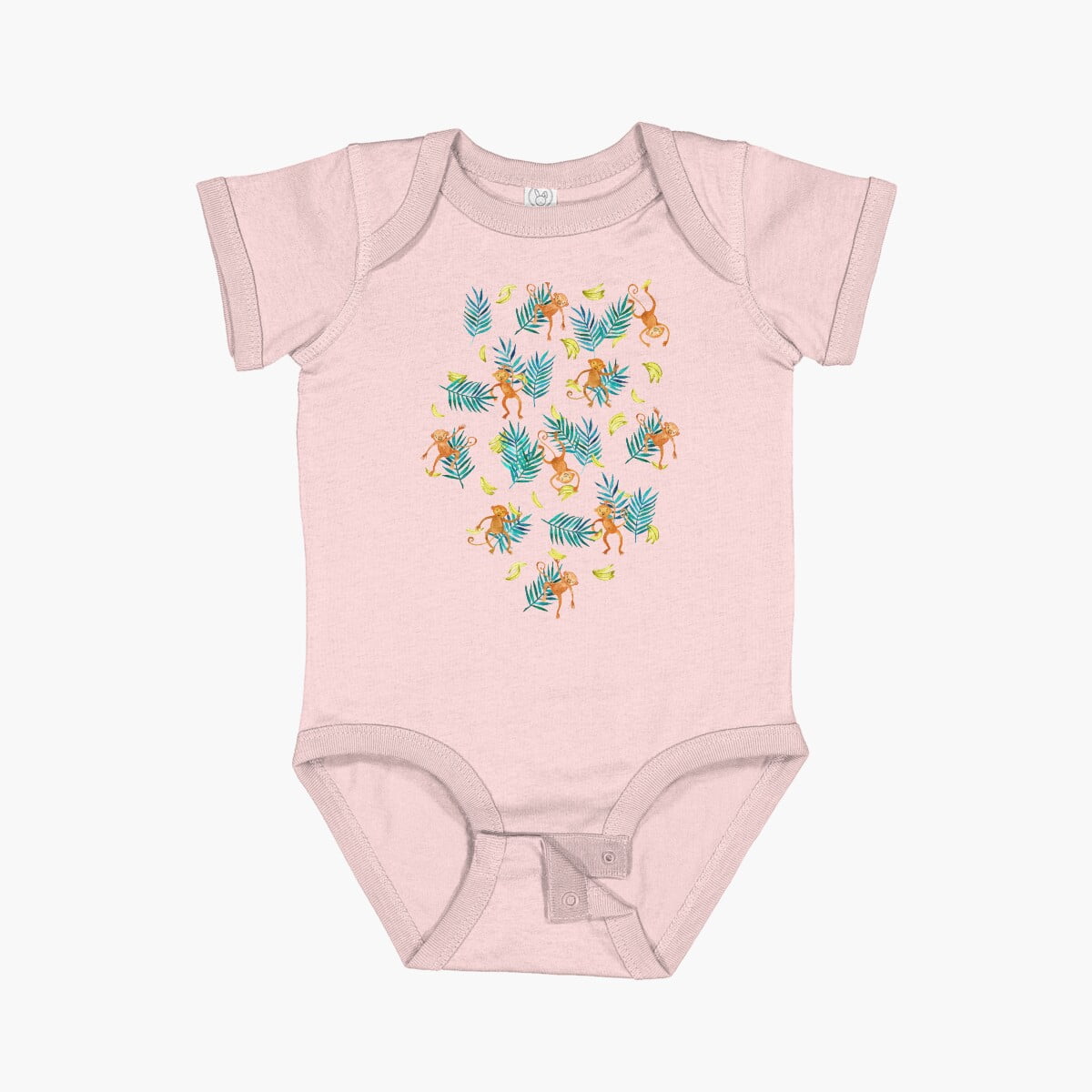 Bella Canvas Tropical Monkey Banana Bonanza On Blush Pink Short Sleeve ...