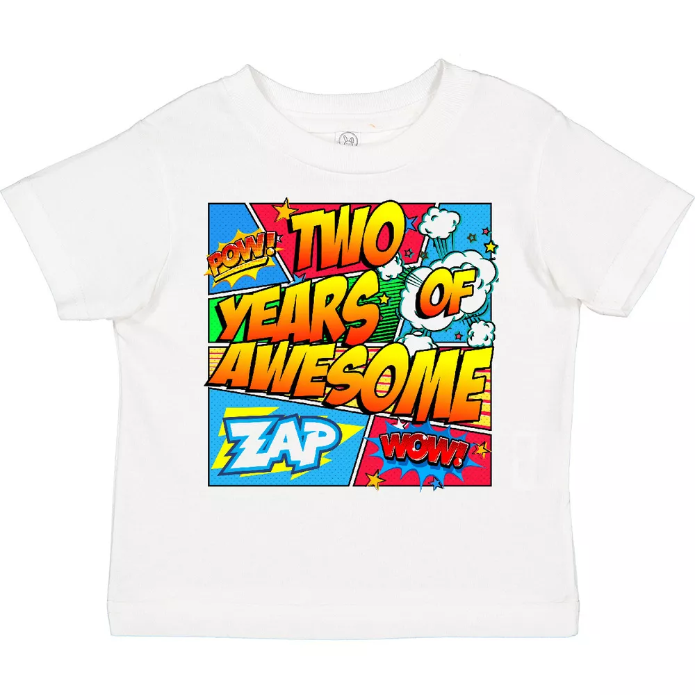 Bella Canvas Two Years Of Awesome Toddler Shirt Comic Book Superhero ...