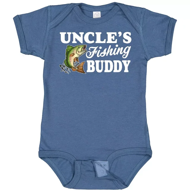 Bella Canvas Uncle'S Fishing Buddy With White Text Baby Bodysuit Kids ...