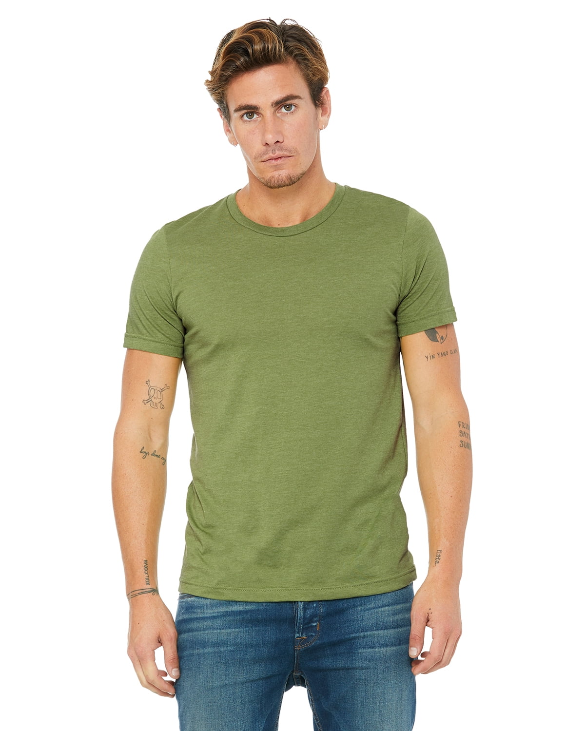 Bella + Canvas Unisex Jersey Short Sleeve Tee , 3001CVC , Heather Green , Medium - Walmart.com