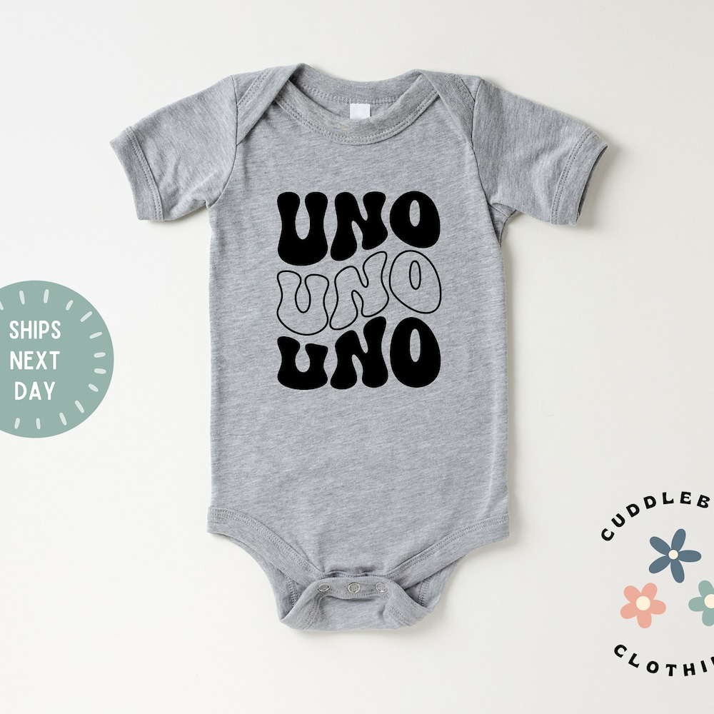 Bella Canvas Uno One Birthday Baby Bodysuit, Retro Uno One Year ...