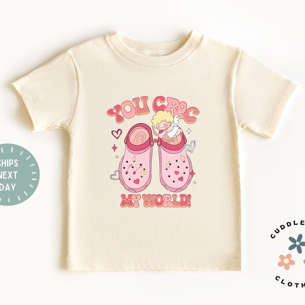 Bella Canvas Valentines Day Kids Tee, Funny You Croc My World Girl ...