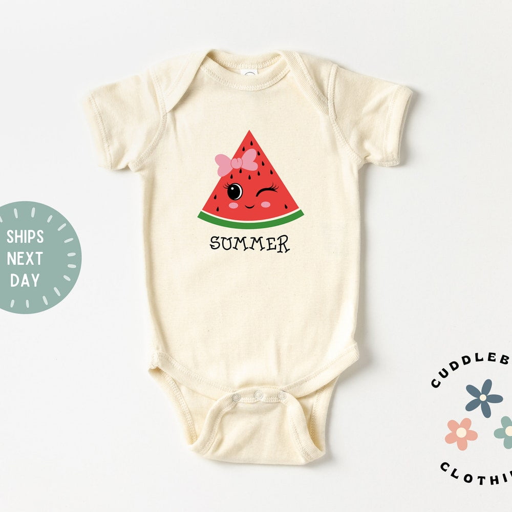 Bella Canvas Watermelon Summer Baby Bodysuit, Cute Baby Girl Fruit ...