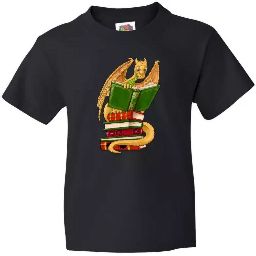 Bella Canvas Well-Read Cute Gold Dragon Reading Books Dragons Library ...