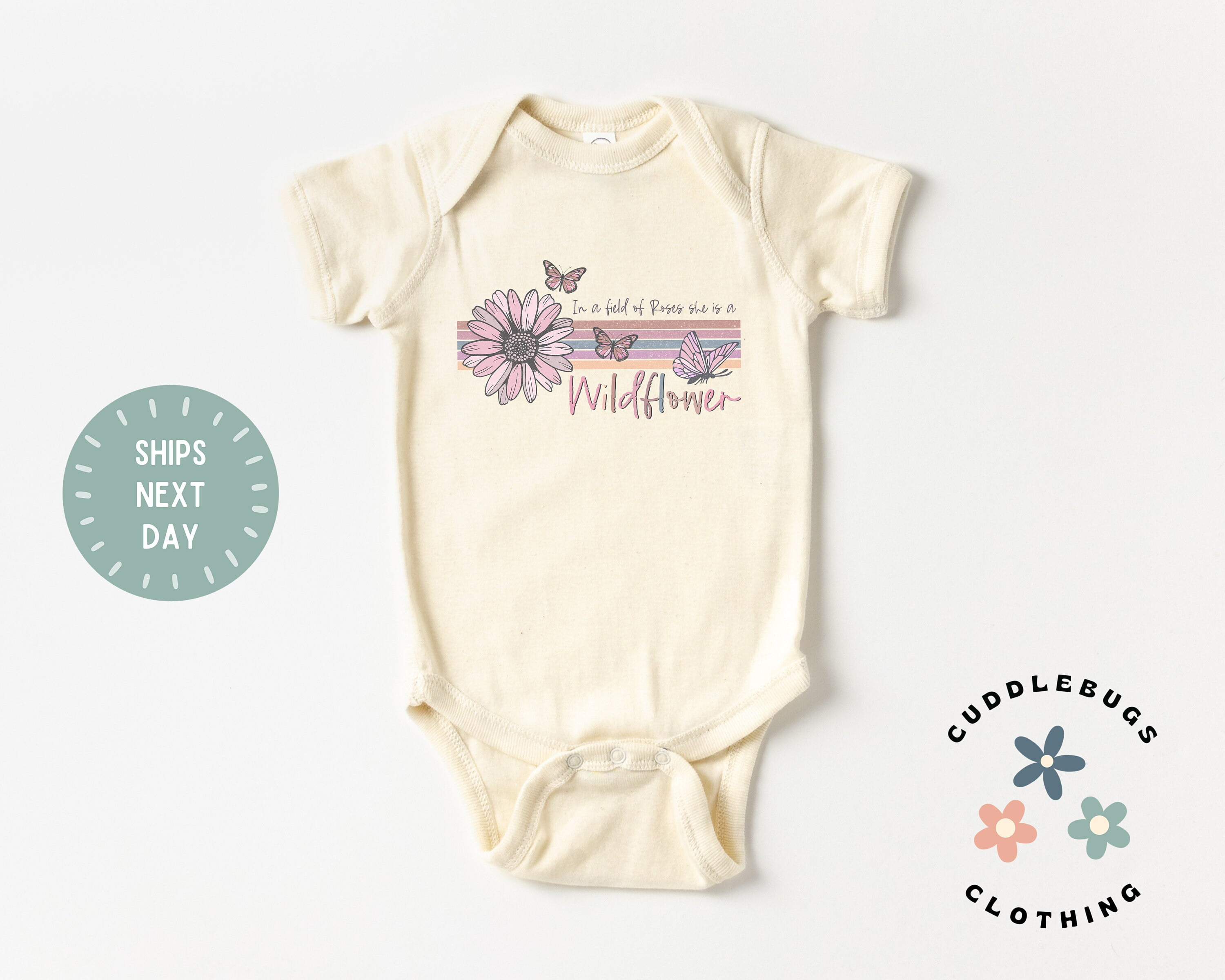 Bella Canvas with Wildflower Baby Onsies, In A Field Of Roses Baby Outfit, Baby Girl, Baby ...