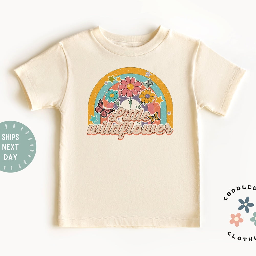 Bella Canvas Wildflower Girls Toddler Shirt, Boho Rainbow Little Wildflower Kids Tee, Summer ...